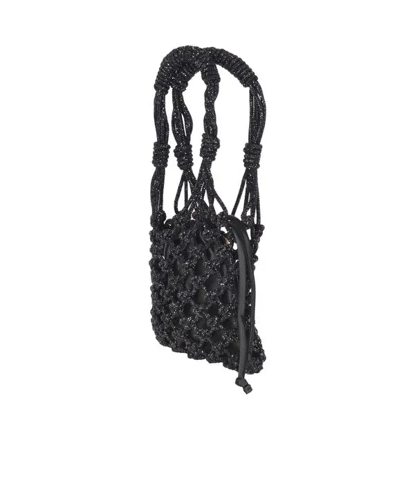 Pinko Micro Rhinestones Embellished Small Shoulder Bag - Black