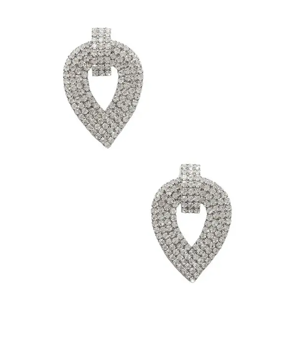 Alessandra Rich Silver-tone Crystal Clip-on Earrings - Gray
