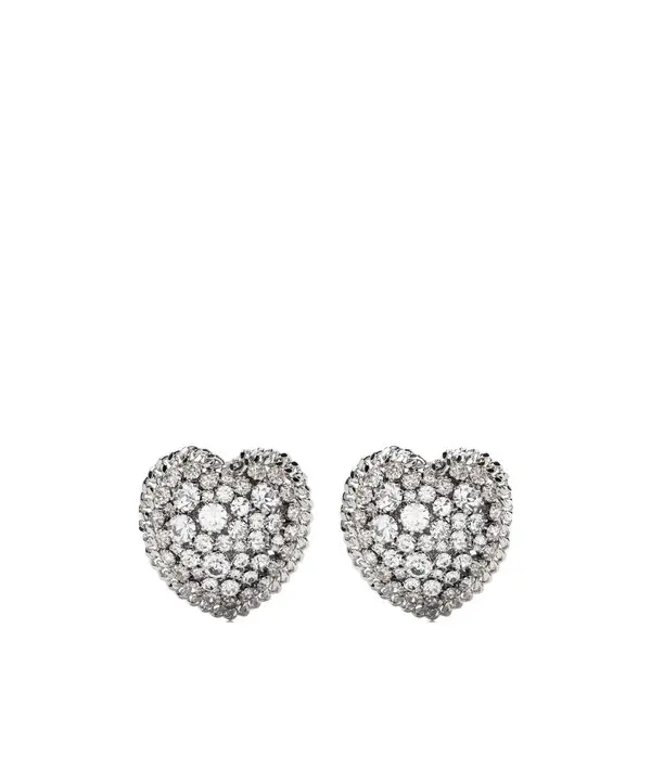 Alessandra Rich Heart Embellished Clip-on Earrings - Silver