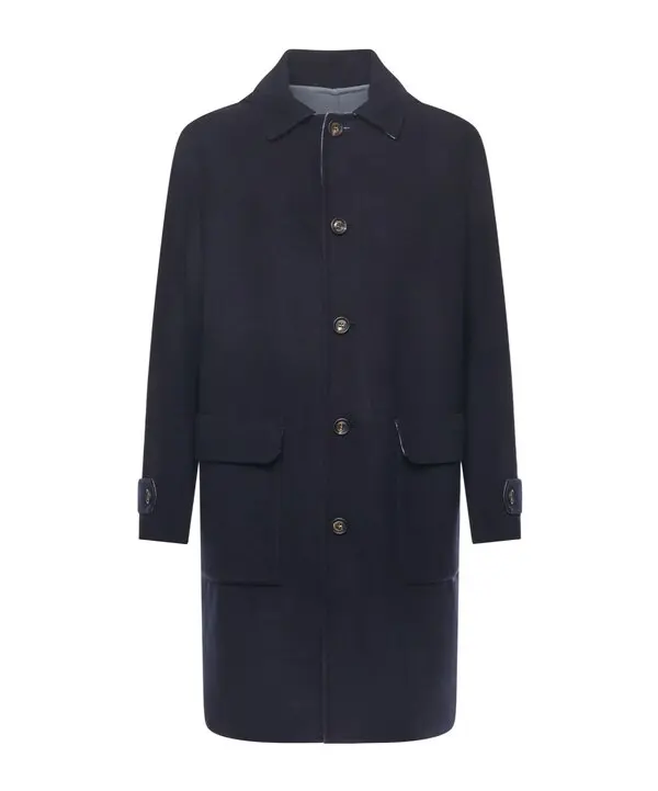 Eleventy Hooded Wool Coat - Black