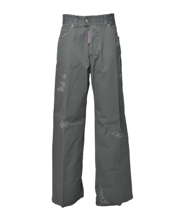Dsquared2 Distressed Straight-leg Trousers - Sage Green