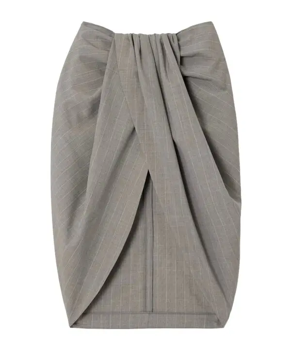 Stella McCartney Pleated Striped Wool Midi Skirt