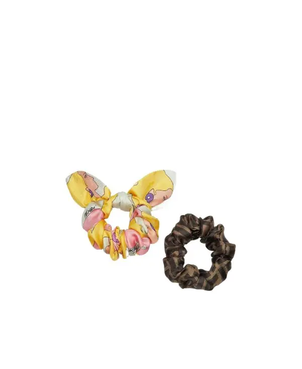 Fendi Set Of Two Silk Hair Elastics - Multicolor