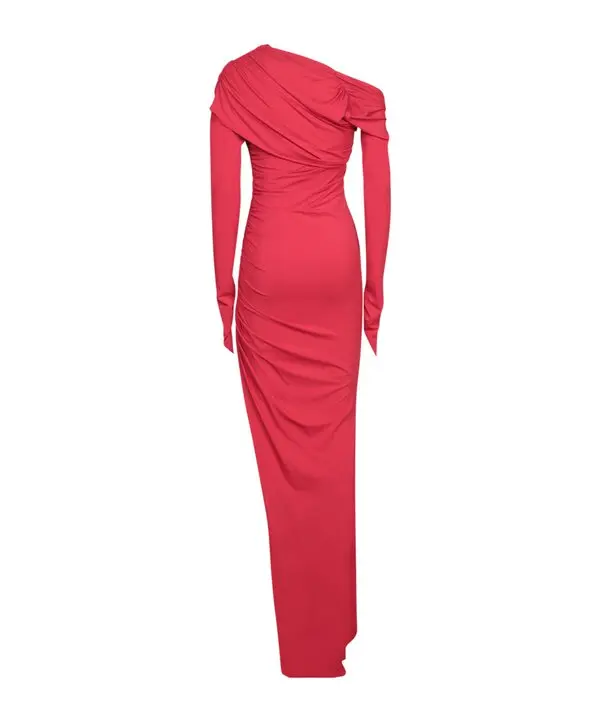 Amen Draped Asymmetric Maxi Dress - Red