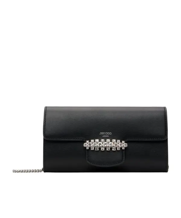 JIMMY CHOO Bing Flap Shoulder Bag - Black/silver