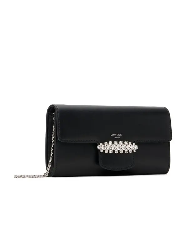 JIMMY CHOO Bing Flap Shoulder Bag - Black/silver