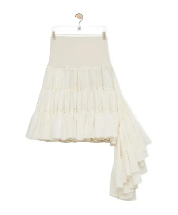Loewe Ruffled Silk Skirt - Off-white