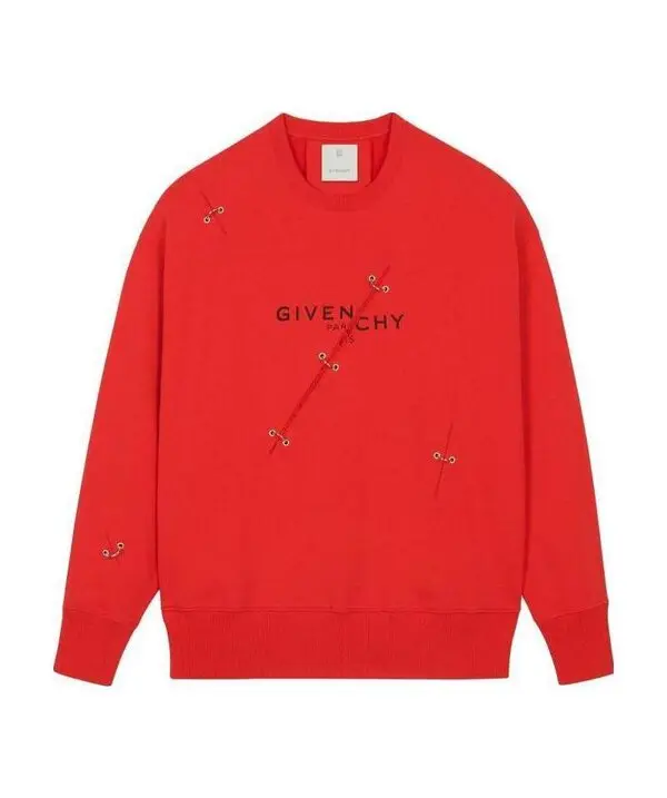 Givenchy Eyelet Detail Oversized Sweatshirt - Red