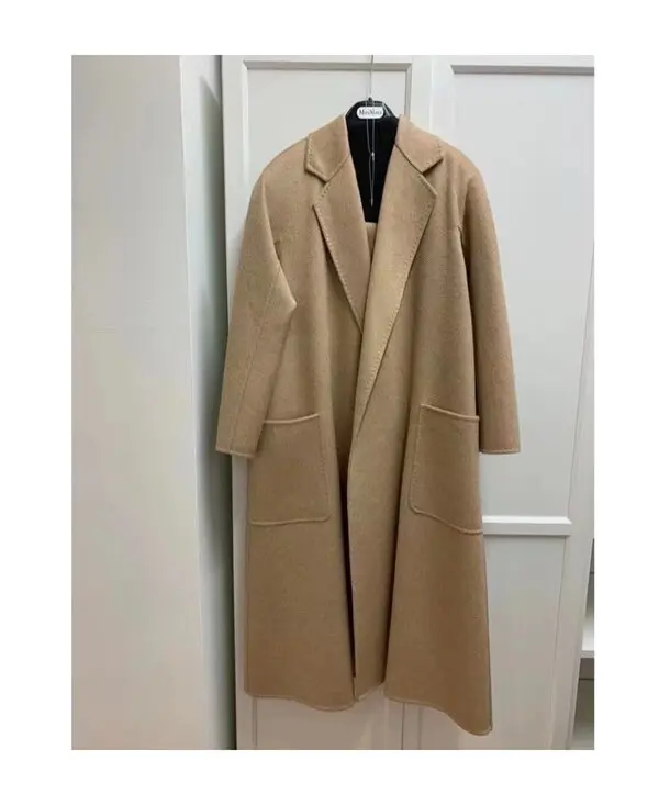 Max Mara Lapel Belted Long Sleeve Coat - Brown