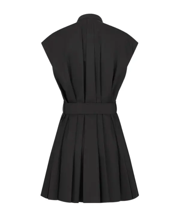 Dior Sleeveless Button-up Belted Mini Dress With Bee Logo Embroidery