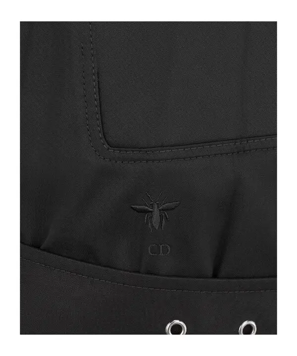 Dior Sleeveless Button-up Belted Mini Dress With Bee Logo Embroidery