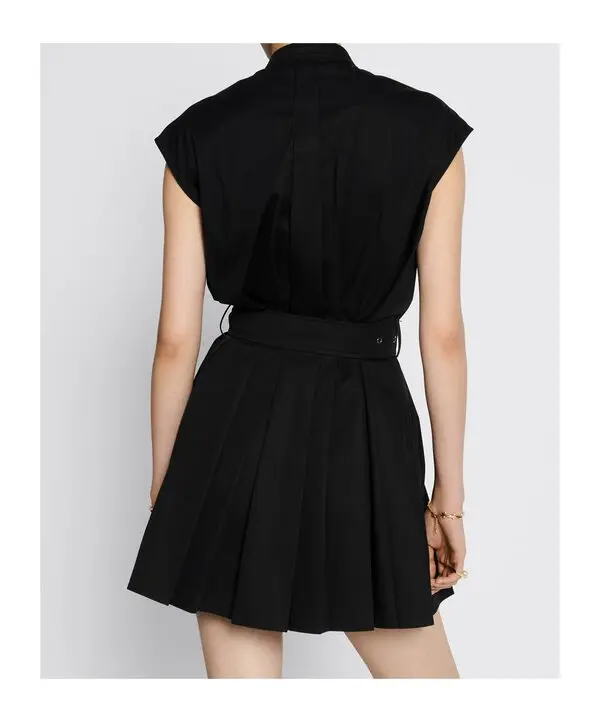 Dior Sleeveless Button-up Belted Mini Dress With Bee Logo Embroidery