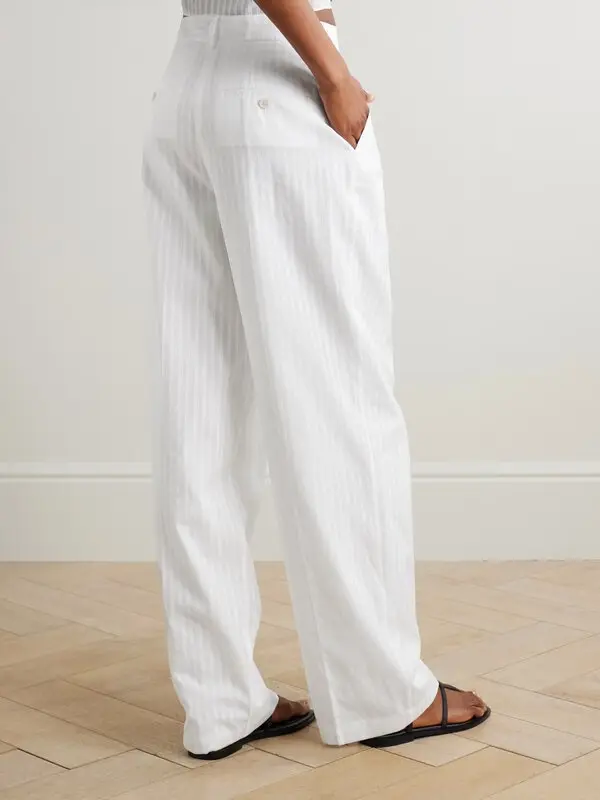 Theory Double Pleat Wide-leg Trousers In Cotton Jacquard