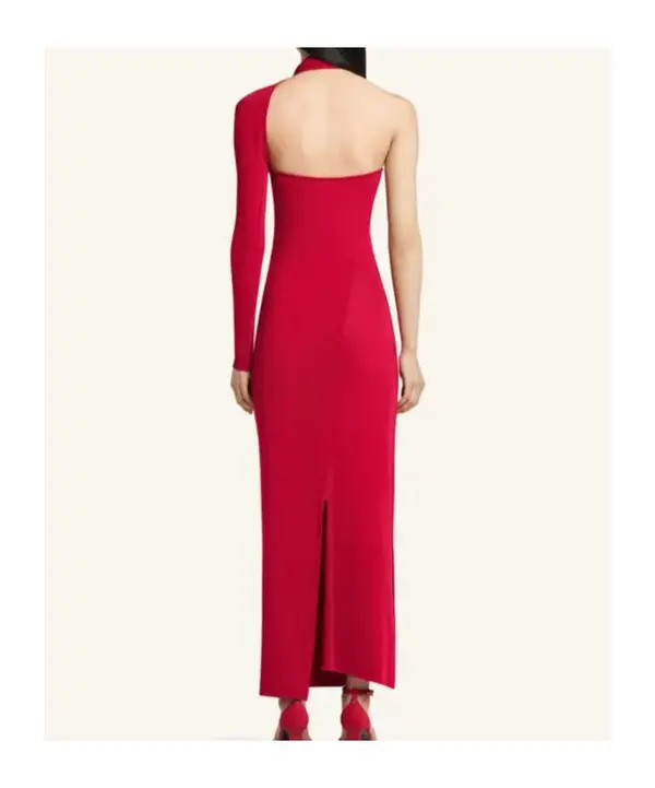 COURREGES Courrèges Asymmetrical Jersey Crepe Dress With Scarf Collar - Red