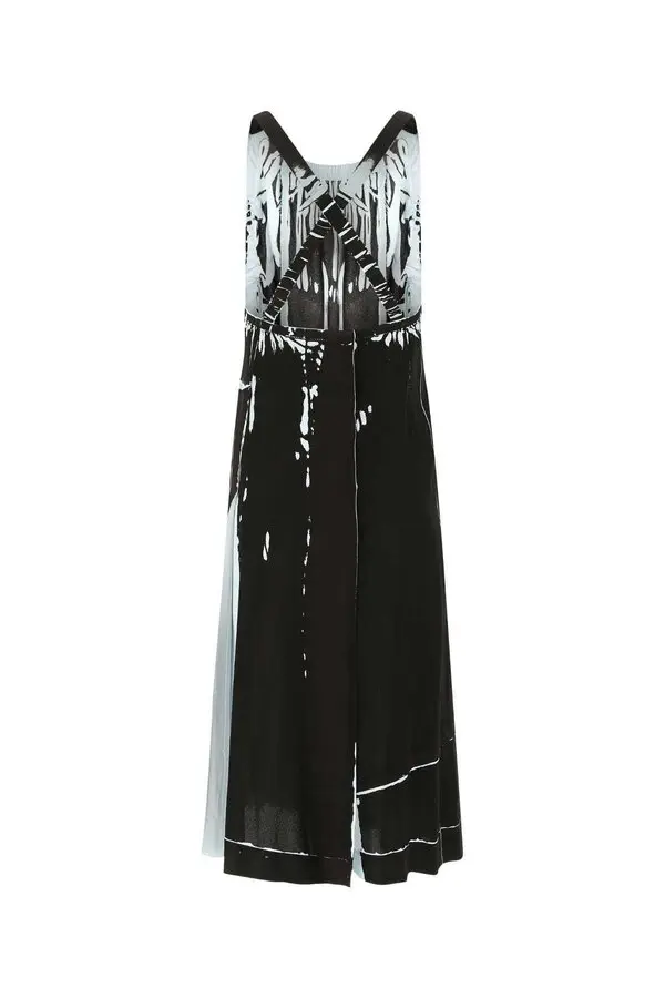 Prada Sleeveless Sablé Dress With Stripe Print - Black