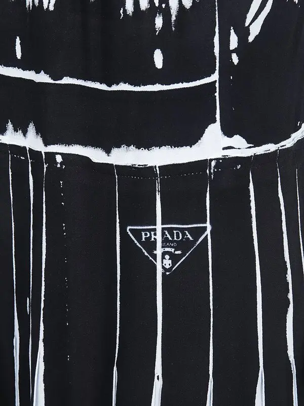 Prada Sleeveless Sablé Dress With Stripe Print - Black