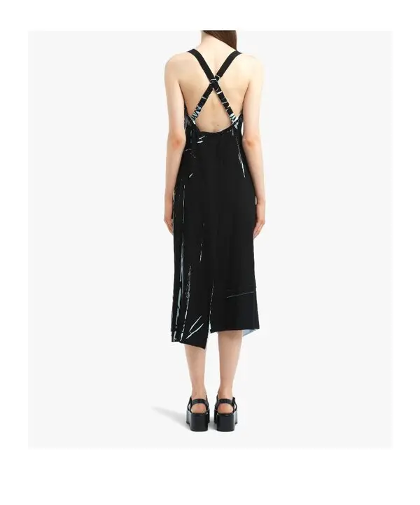 Prada Sleeveless Sablé Dress With Stripe Print - Black