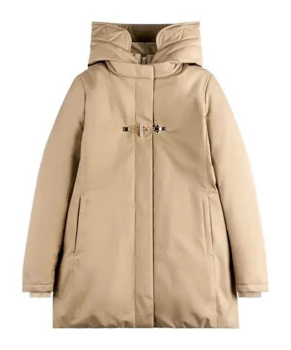 FAY Technical Gabardine Toggle Hooded Coat - Beige