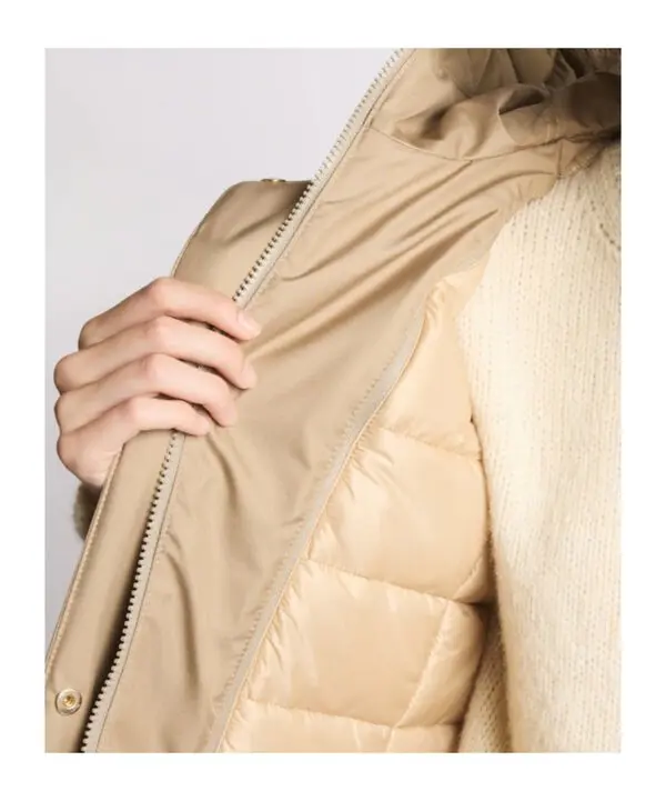 FAY Technical Gabardine Toggle Hooded Coat - Beige