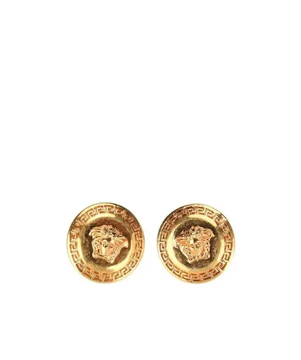 Versace Medusa Medallion Stud Earrings - Yellow