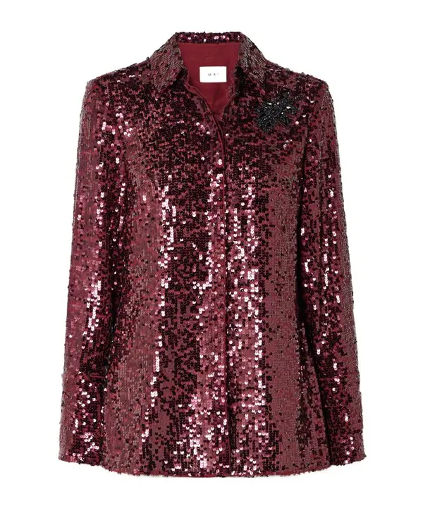 Erdem Sequined Lapel Collar Shirt - Red