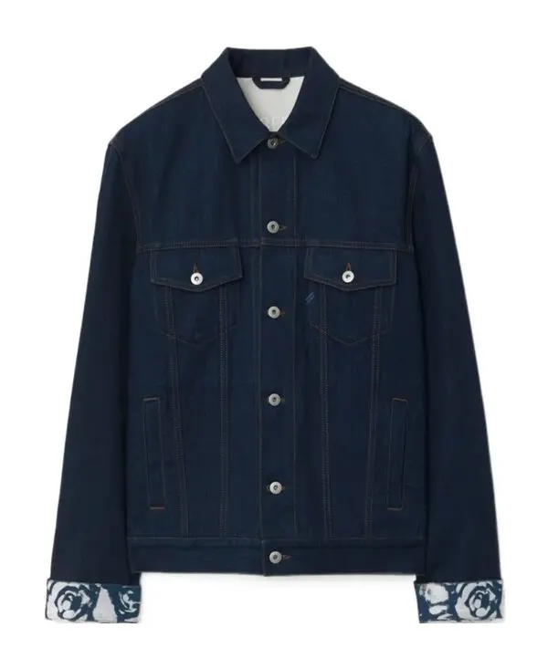 Burberry Logo Patch Buttoned Denim Jacket - Blue