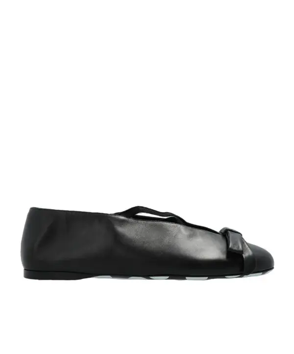 Moschino Bow Detail Leather Ballet Flats