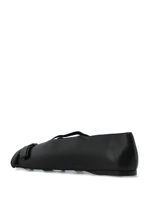Moschino Bow Detail Leather Ballet Flats