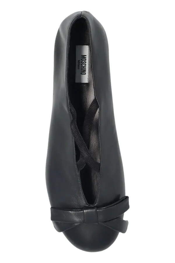 Moschino Bow Detail Leather Ballet Flats