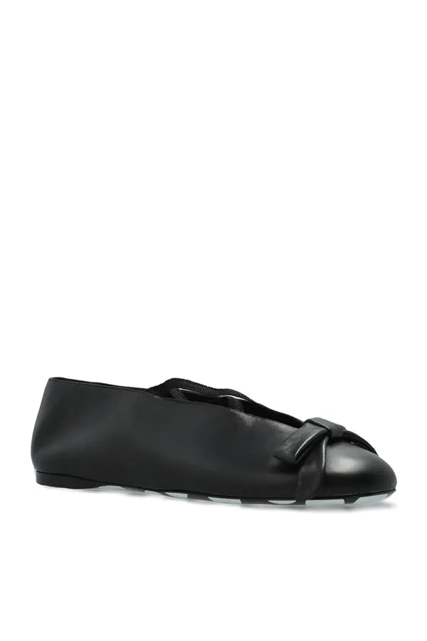Moschino Bow Detail Leather Ballet Flats