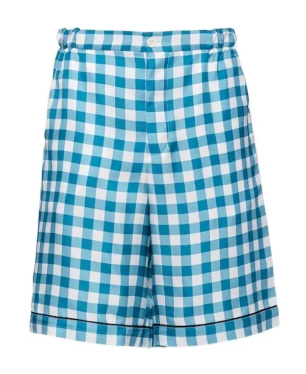Prada Gingham Check Shorts - Blue