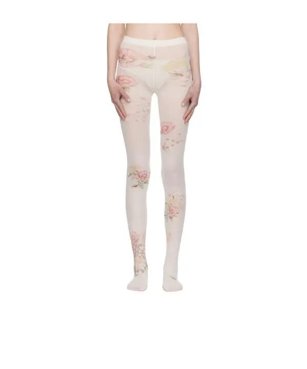 OPEN YY Floral Print Tights - Pink