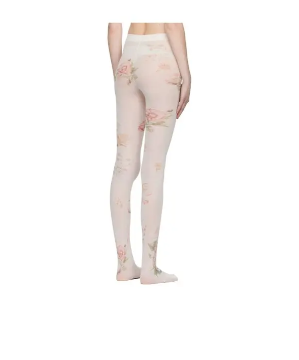 OPEN YY Floral Print Tights - Pink