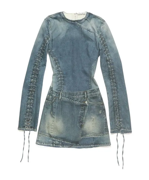 Acne Studios Lace-up Denim Mini Dress