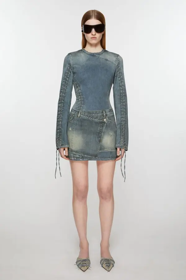 Acne Studios Lace-up Denim Mini Dress