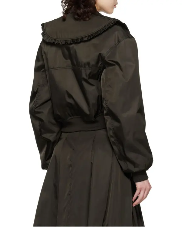 GANNI Duchesse Bomber Jacket With Detachable Collar - Marron