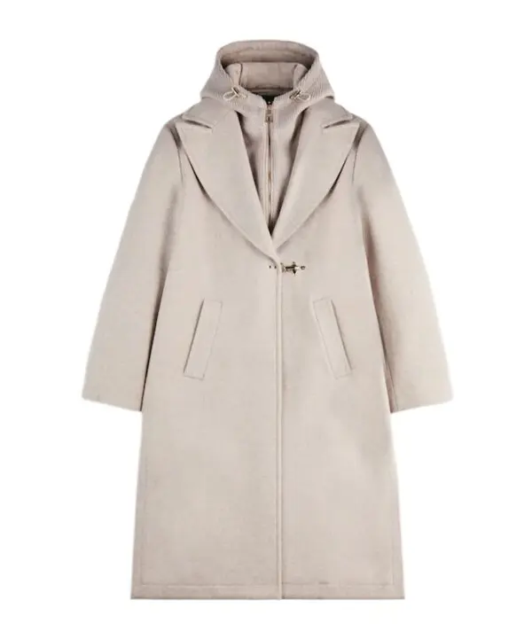 FAY Double Wool Jersey Coat - Light Brown