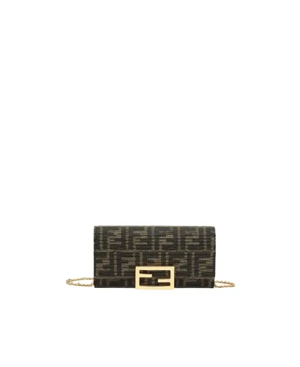 Fendi Continental Logo Plaque Chained Wallet - Brown