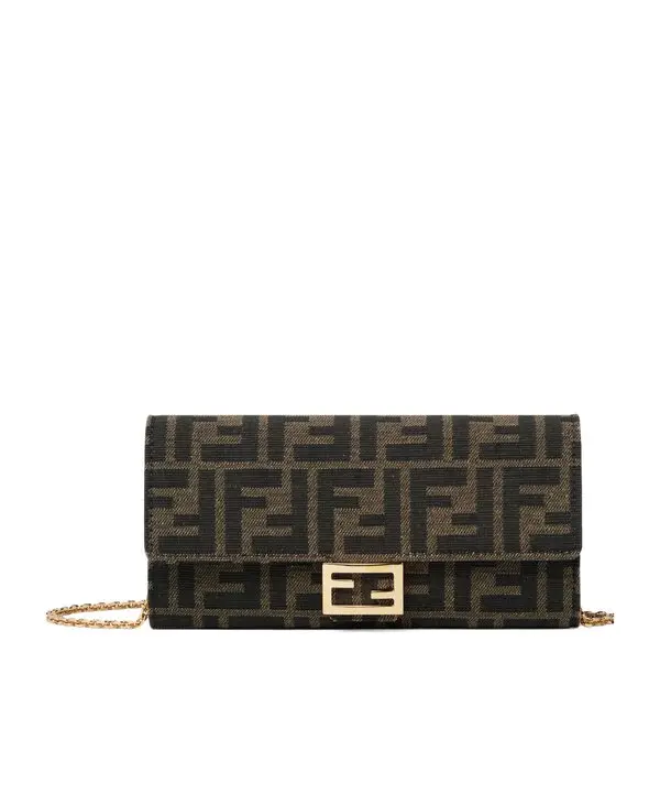 Fendi Continental Logo Plaque Chained Wallet