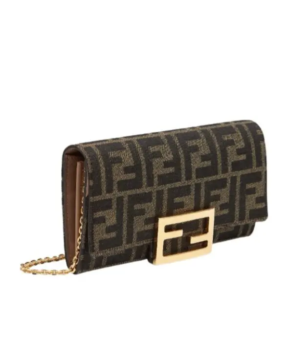 Fendi Continental Logo Plaque Chained Wallet