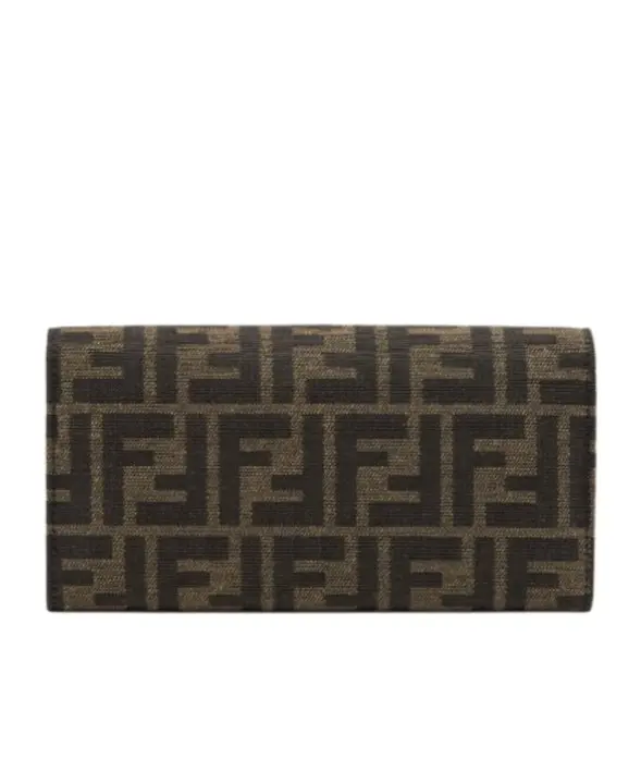 Fendi Continental Logo Plaque Chained Wallet
