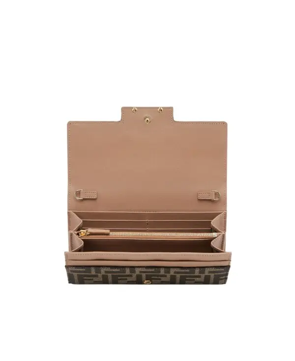 Fendi Continental Logo Plaque Chained Wallet