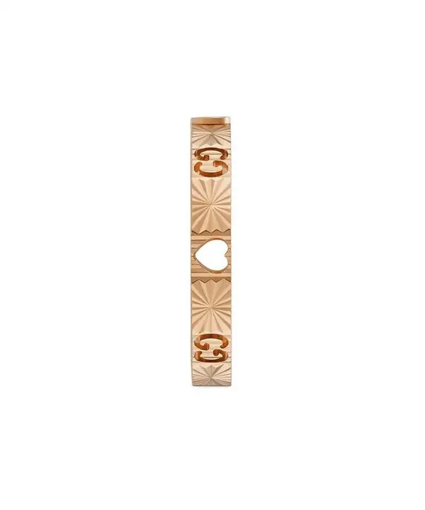 Gucci Logo Patterned Ring With Diamond Accent - Yellow