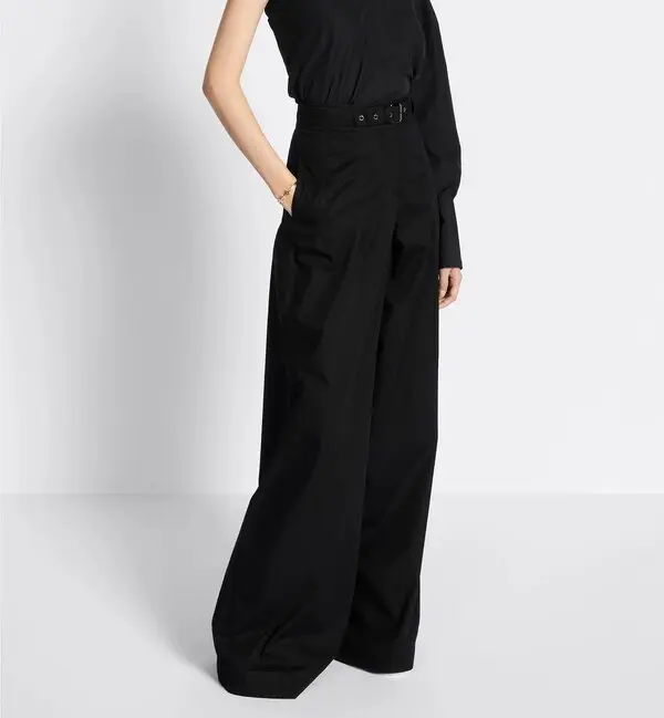 Dior High-waist Flared Pants With Buckle Detail