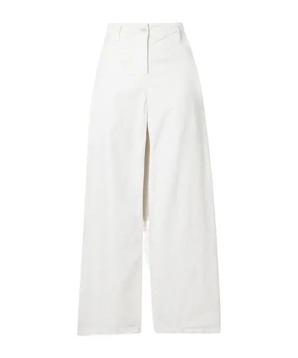 NILI LOTAN Megan High Waist Wide Leg Track Pants - White