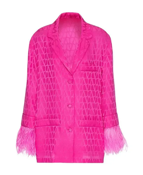 Valentino Garavani Toile Iconographe Shirt With Feather Detail - Pink
