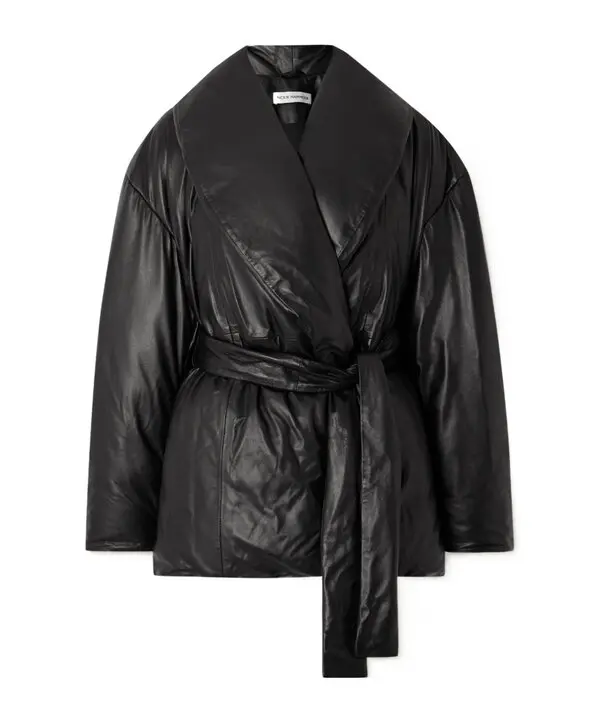Nour Hammour Cora Belted Leather Jacket