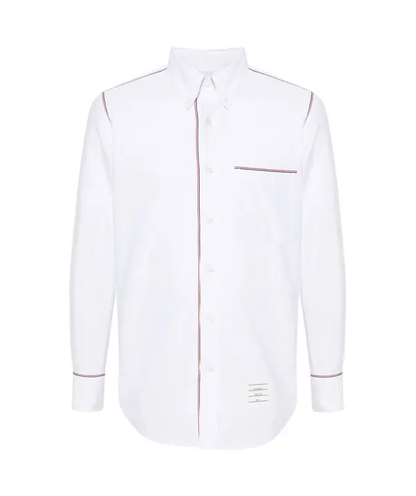 Thom Browne Rwb-trim Curved Hem Shirt