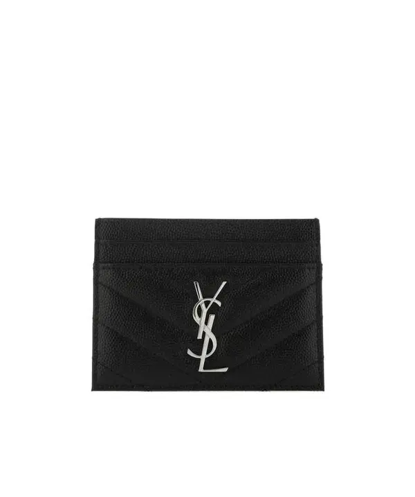 Saint Laurent Cassandre Matelassé Card Case - Black