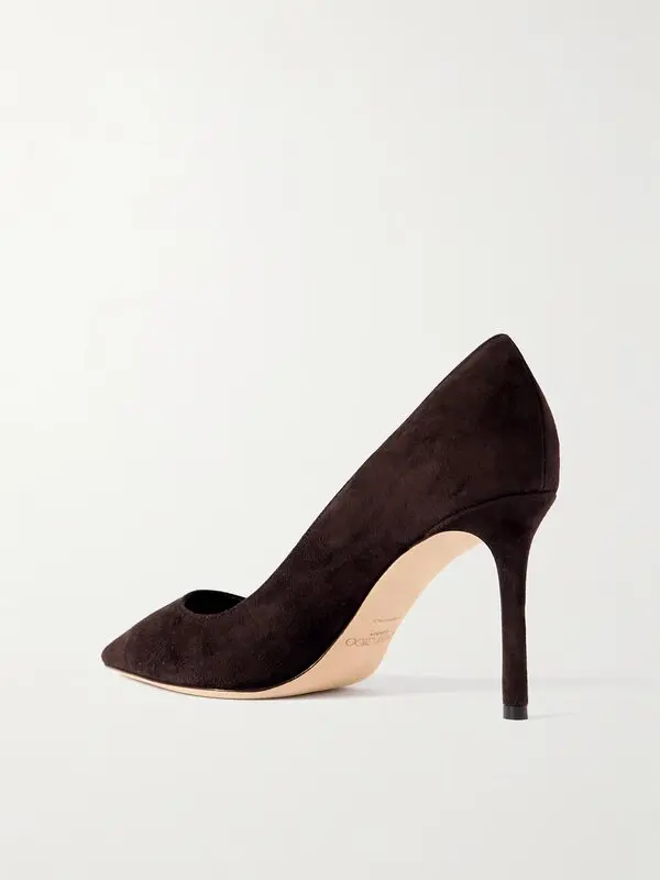 JIMMY CHOO Romy 85 Suede Pointed-toe Pumps - Brown